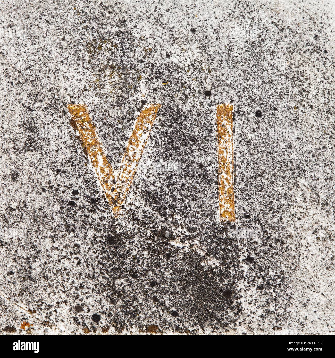 Roman numbers collection, from 1 to 7, on a real ancient granite Stock ...