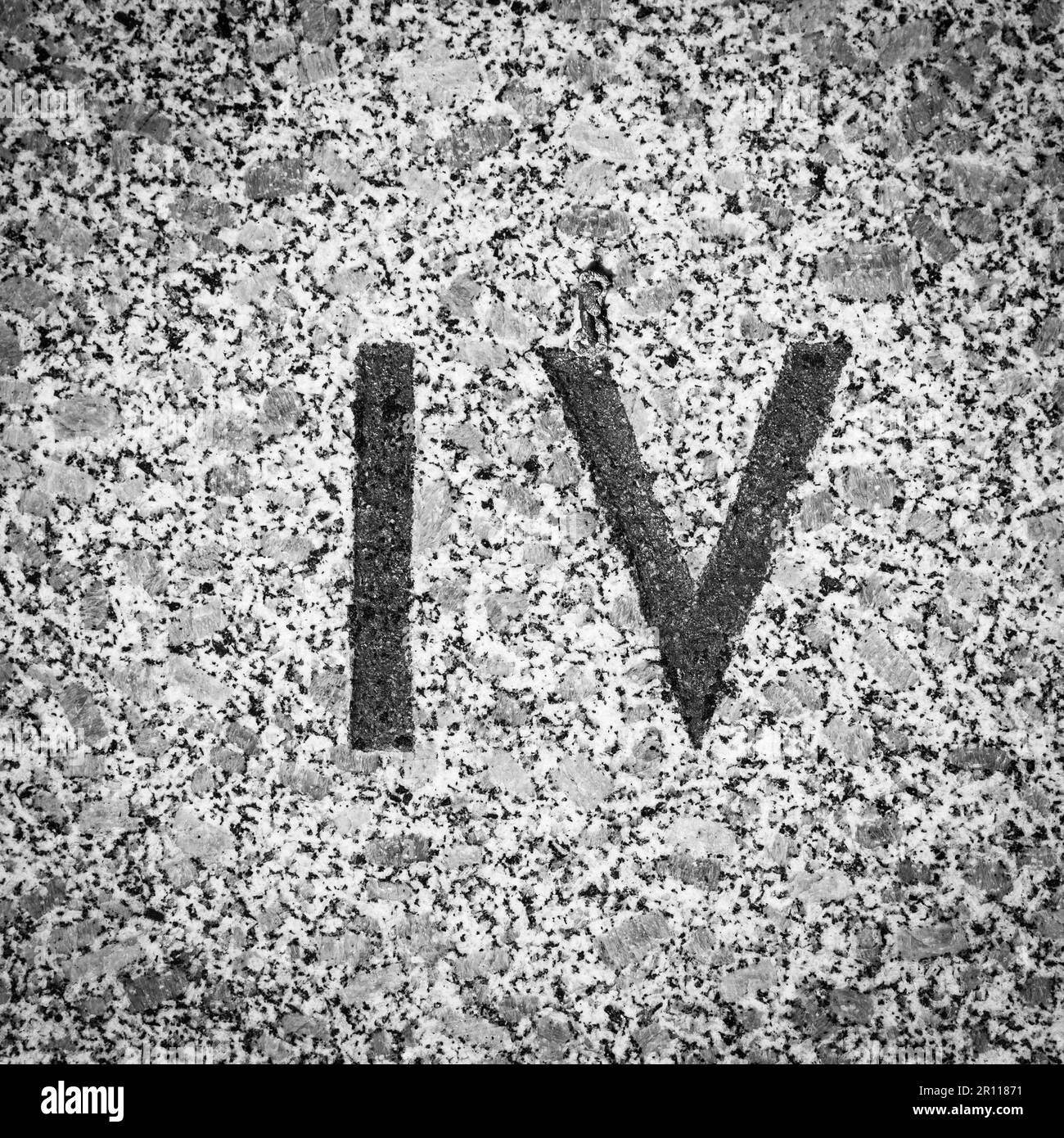 Roman numbers collection, from 1 to 7, on a real ancient granite Stock ...