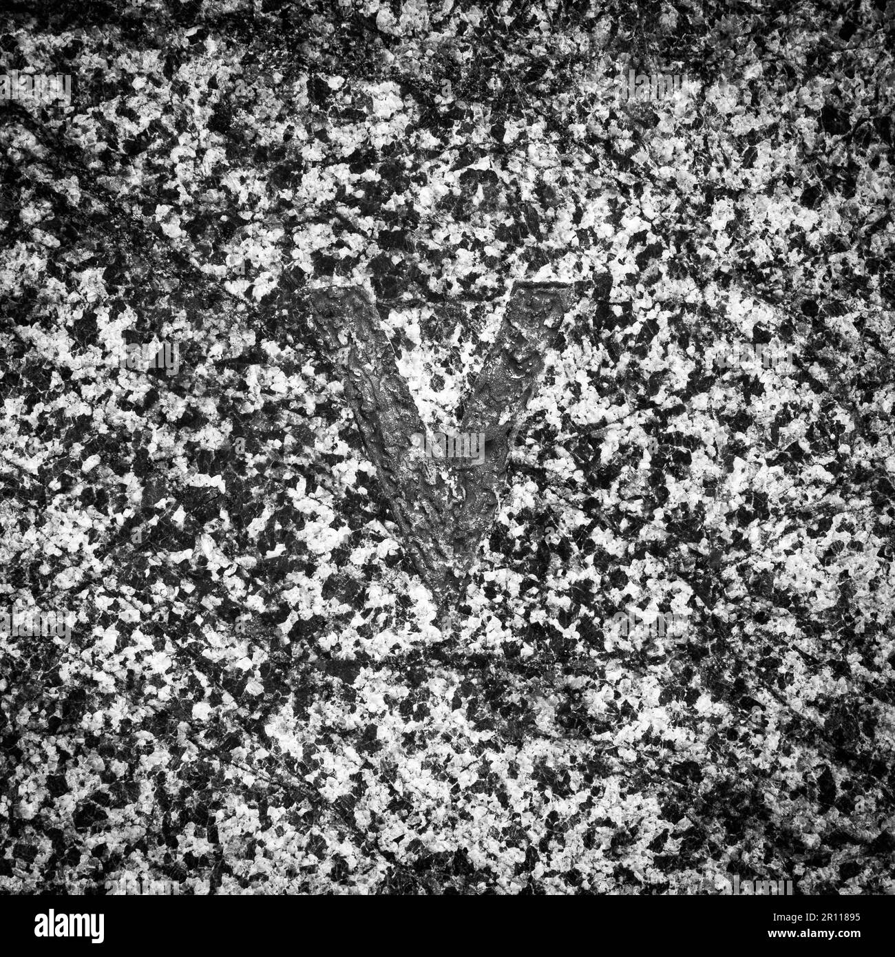 Roman numbers collection, from 1 to 7, on a real ancient granite Stock ...