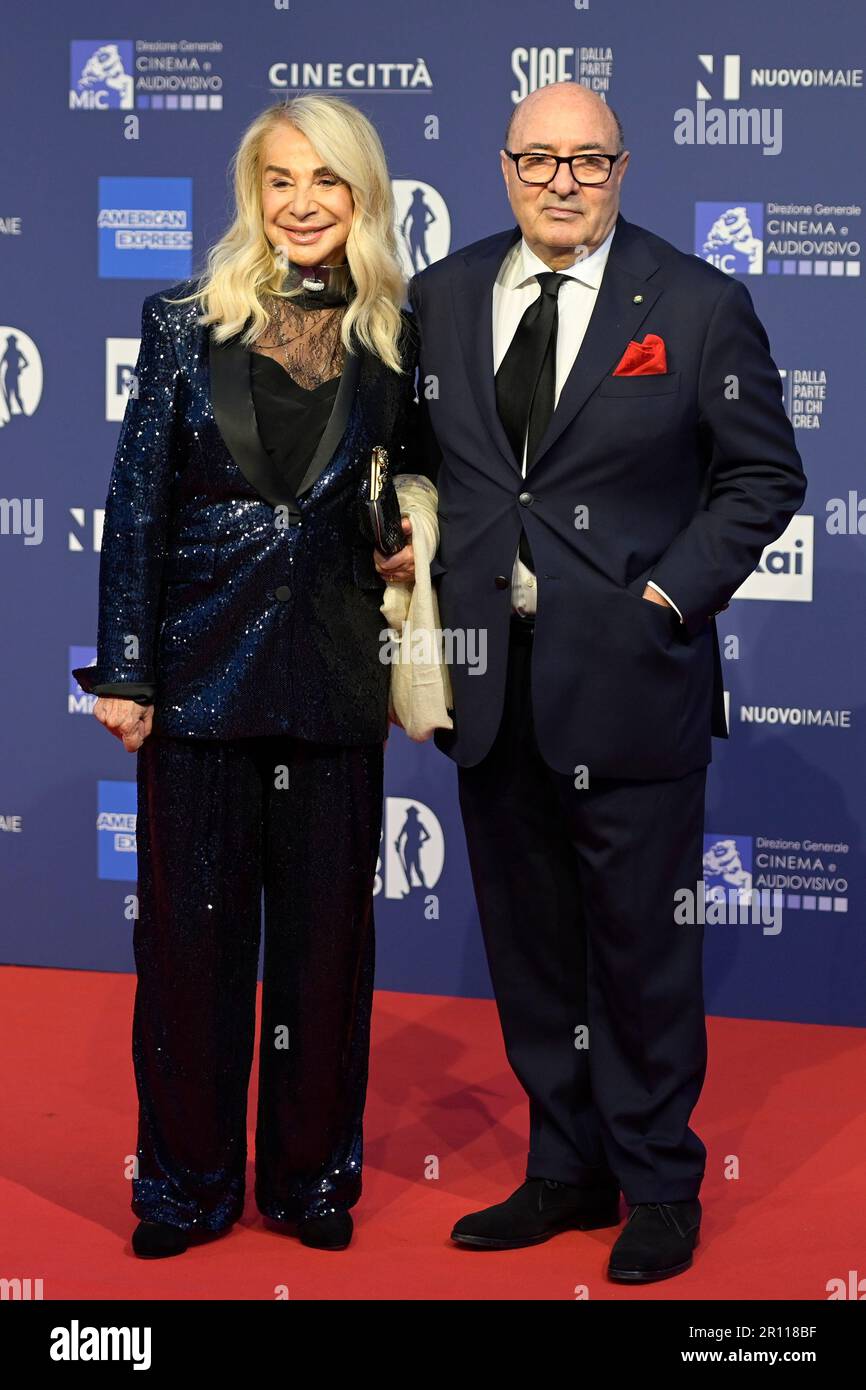 Rome, Italy. 10th May, 2023. Francesca Lo Schiavo (L) and Dante Ferretti (R) attend the red ...