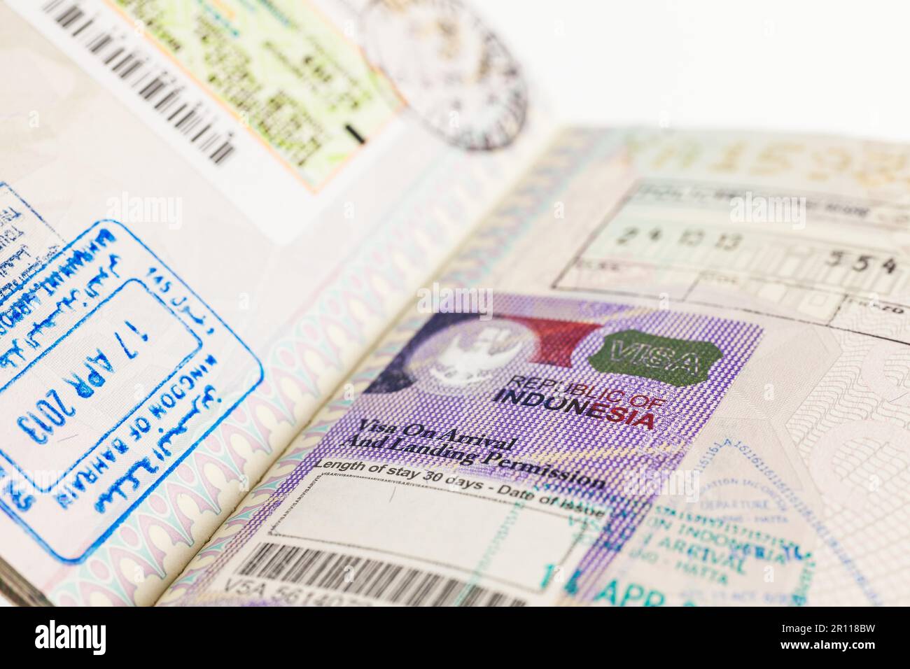 Detail of 2014 Indonesia Visa on passport Stock Photo - Alamy