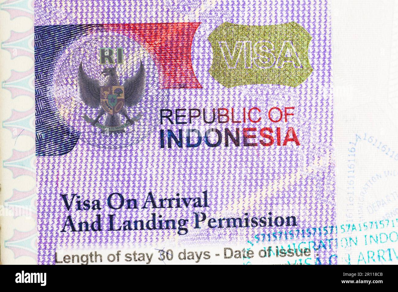 Detail of 2014 Indonesia Visa on passport Stock Photo - Alamy
