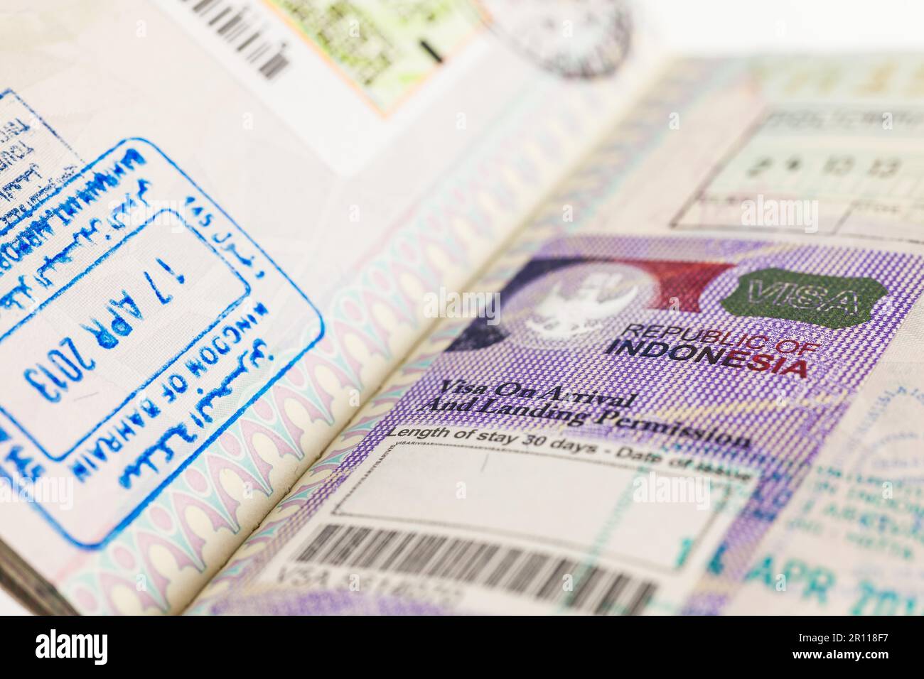 Detail of 2014 Indonesia Visa on passport Stock Photo - Alamy