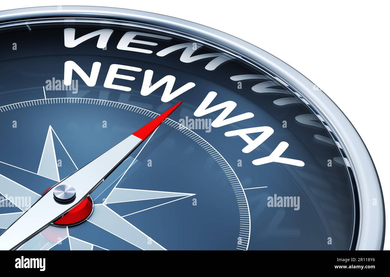 rendering of a compass with a new way icon Stock Photo - Alamy