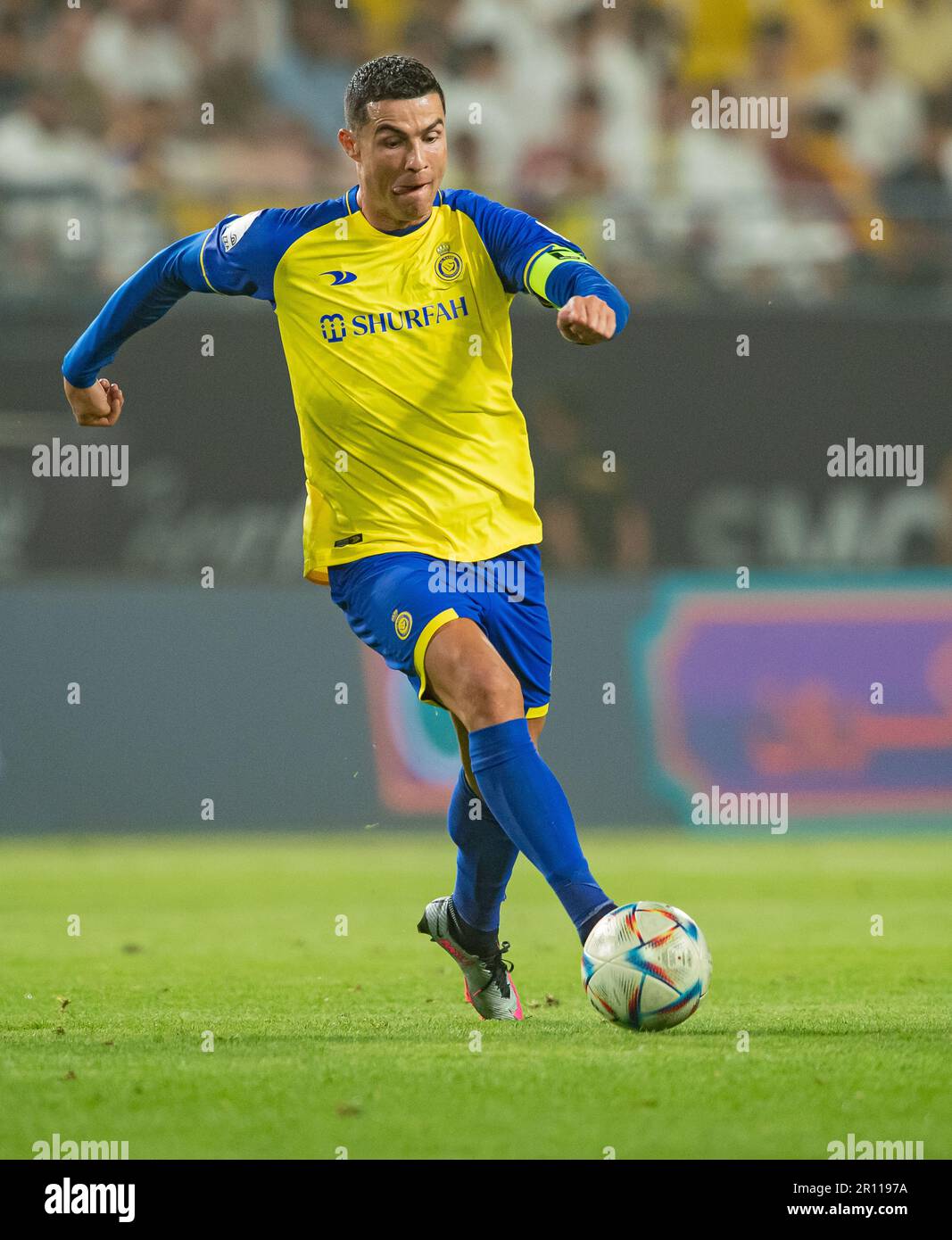Cristiano Ronaldo of Al-Nassr FC in action against Al-Raed FC during ...