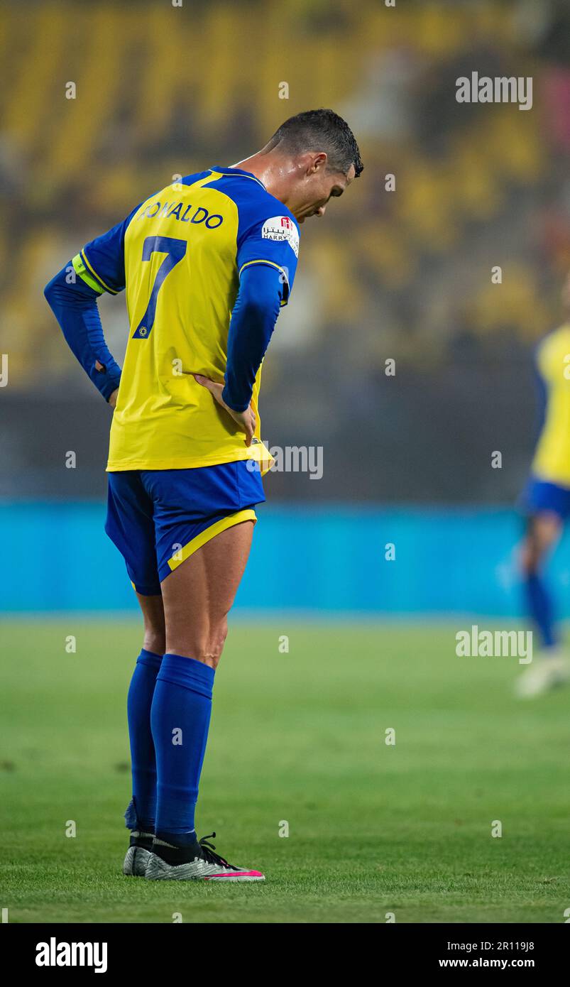 Cristiano Ronaldo of Al-Nassr FC in action against Al-Raed FC during ...