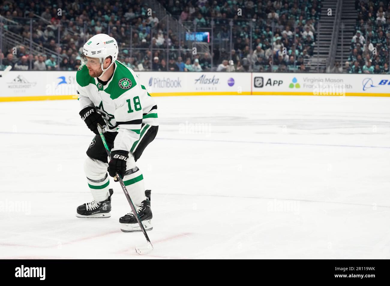 Dallas Stars center Max Domi (18) looks to shoot against the Seattle ...