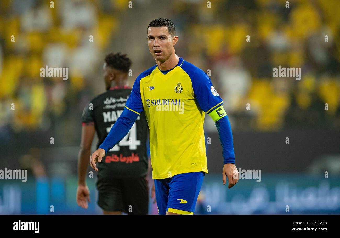 Cristiano Ronaldo of Al-Nassr FC in action against Al-Raed FC during ...