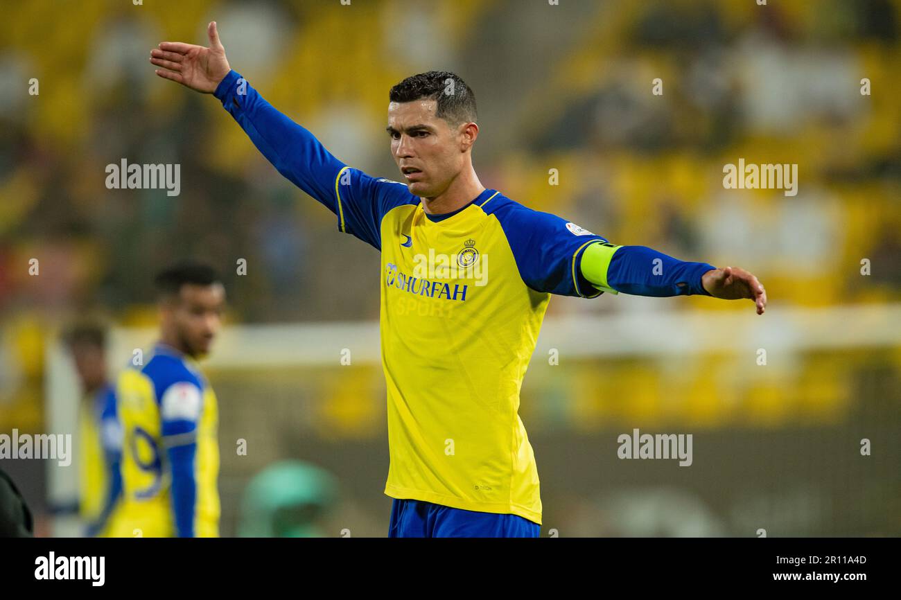 Cristiano Ronaldo of Al-Nassr FC in action against Al-Raed FC during ...