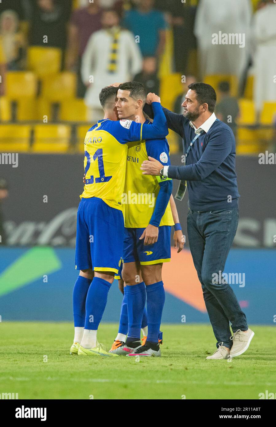 Cristiano Ronaldo of Al-Nassr FC in action against Al-Raed FC during ...