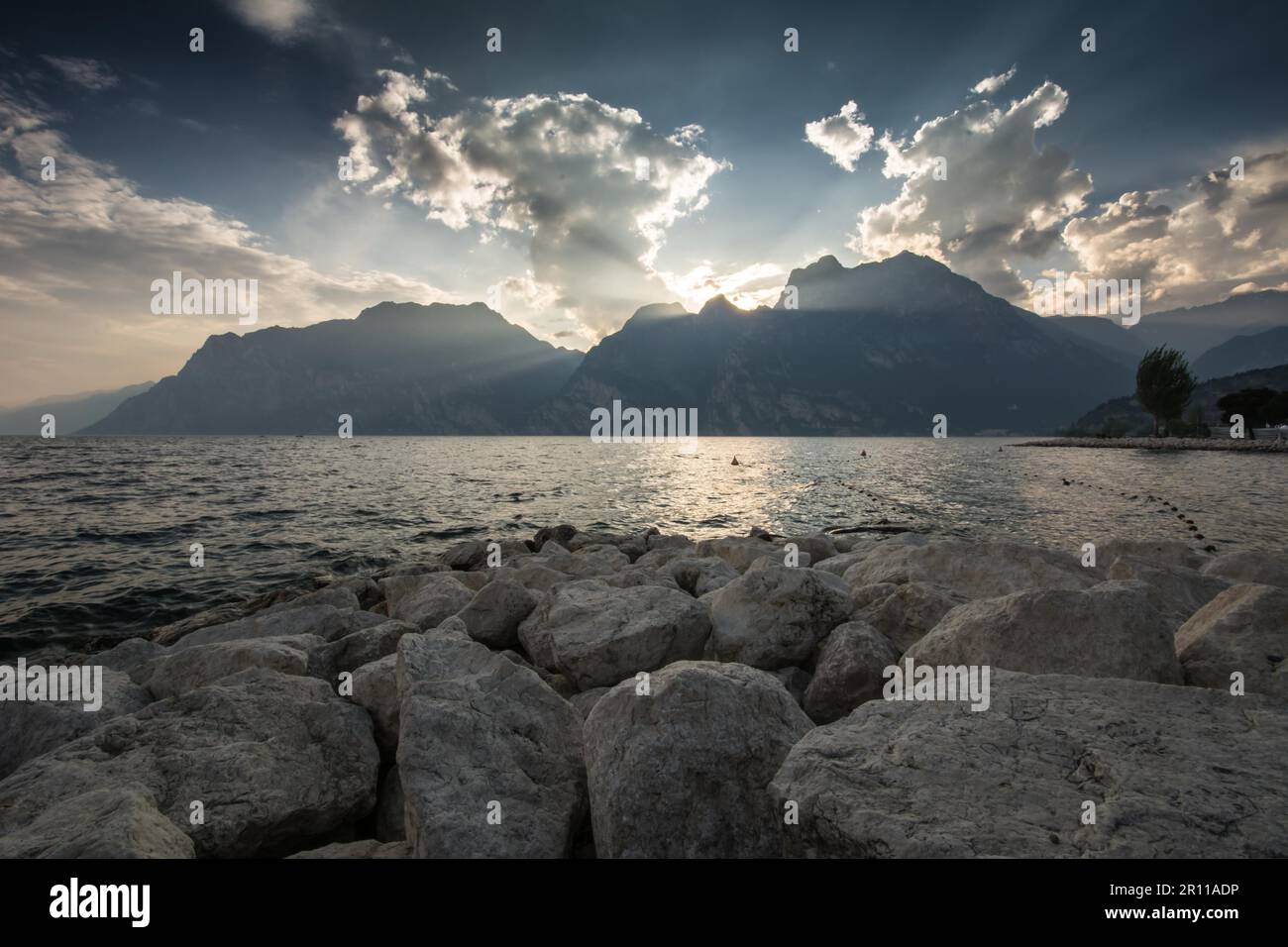 Sunset at Lake Garda Italy, Naag-Turbel, Trentino-Suedtirol, Italien ...