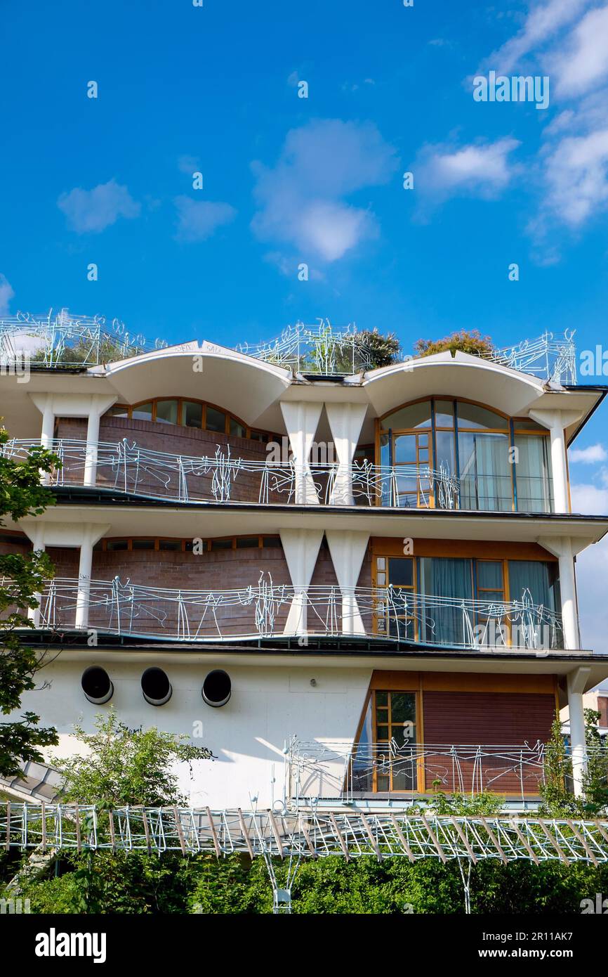 A modern apartment building with roof garden Stock Photo - Alamy