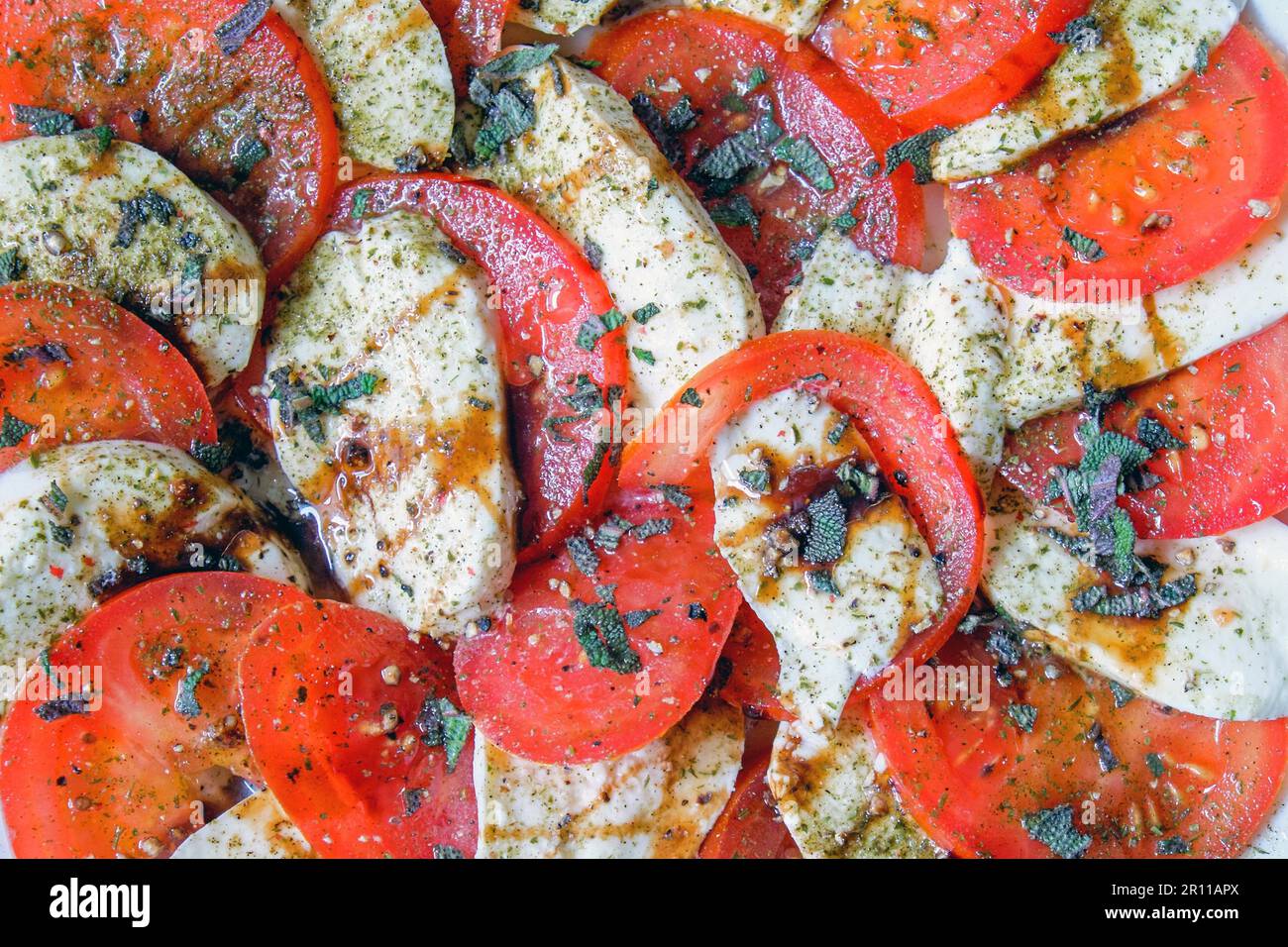 Italian Caprese Salad with Tomatoes and Mozzarella Stock Photo - Alamy