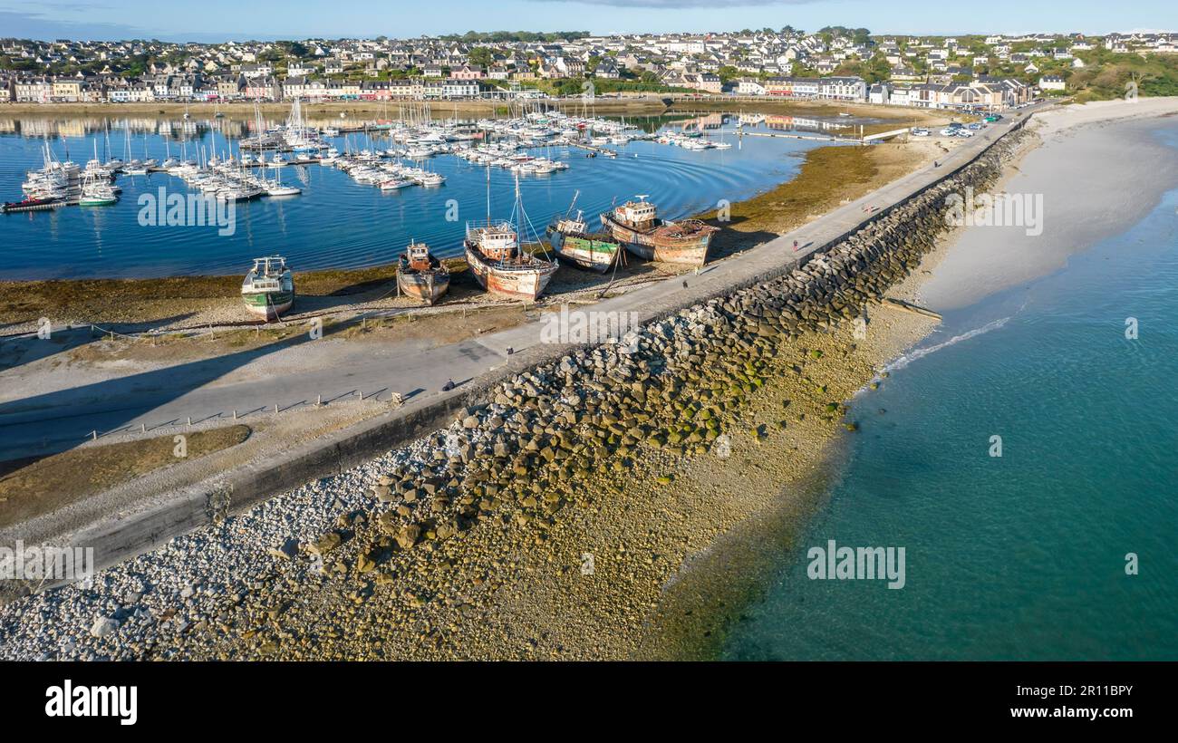 Shipwrecks in Camaret sur Mer harbour in Crozon peninsula, Brittany ...