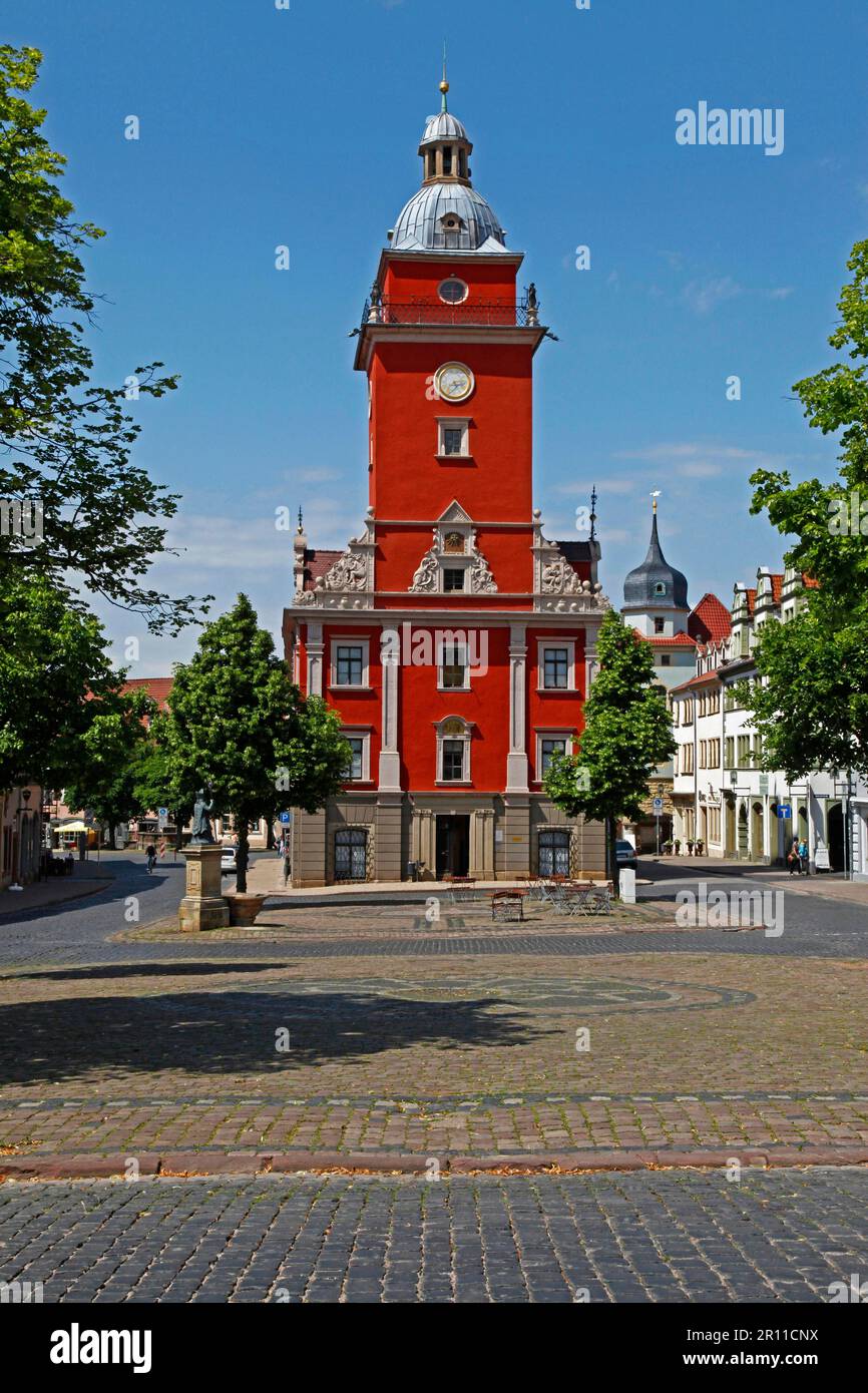 Main market square and historic town hall, built 1567-1574, residential town of Gotha, Thuringia ...