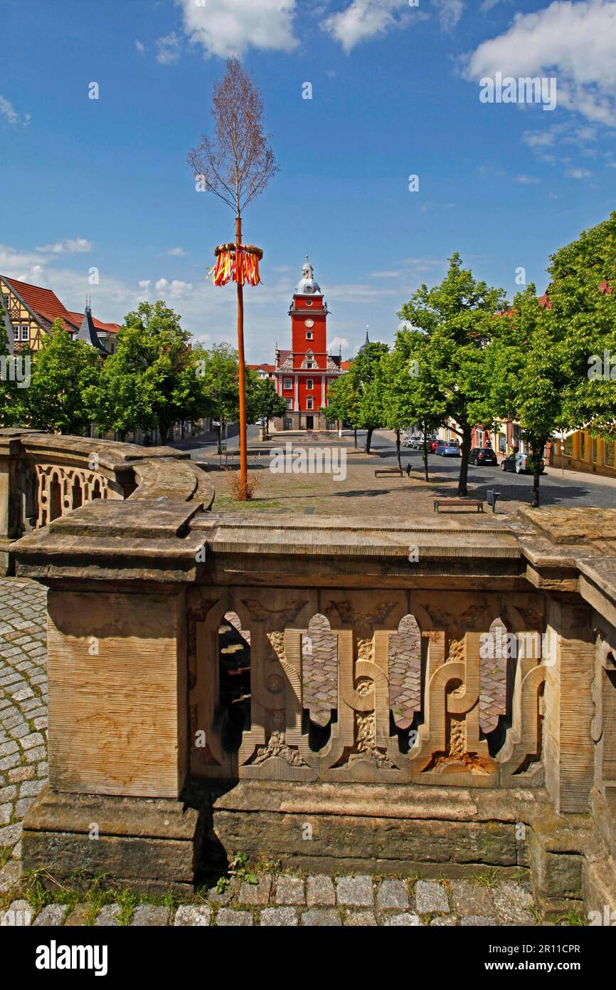 Main market square and historic town hall, built 1567-1574, residential town of Gotha, Thuringia ...