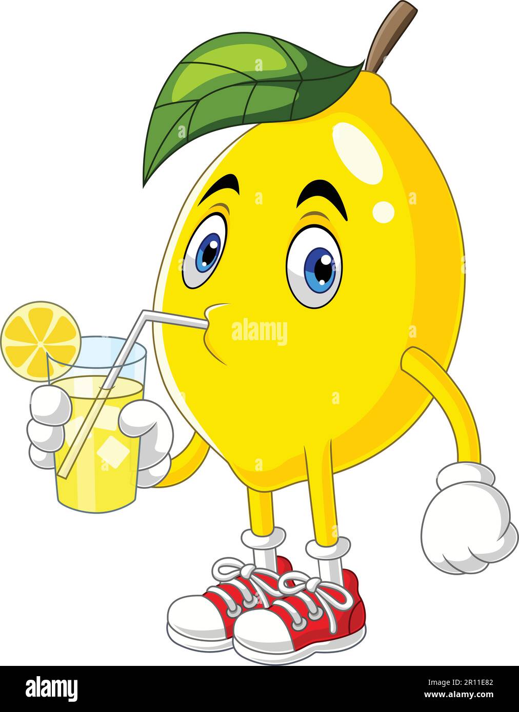 Cute lemon cartoon drinking lemonade Stock Vector Image & Art - Alamy