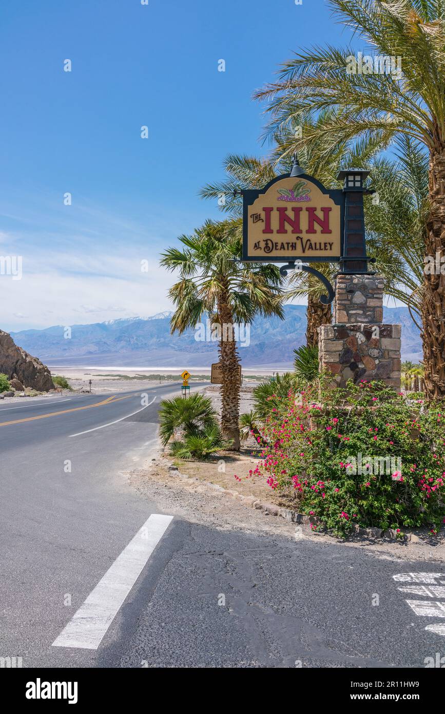 Entry sign for the Inn at Death Valley also known as The Oasis Inn ...