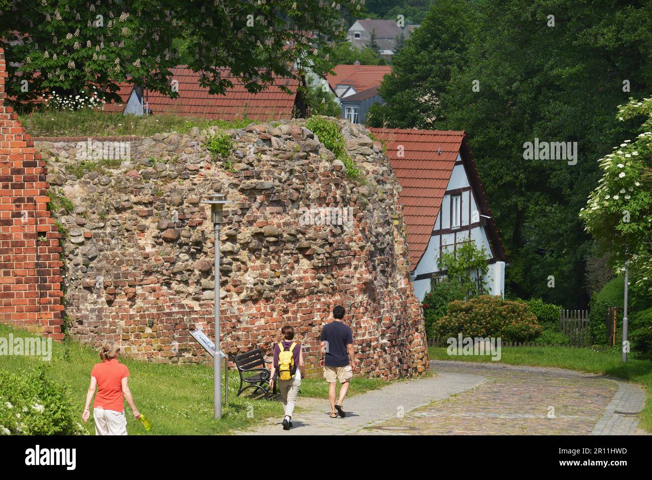 Castle wall, Eisenhardt Castle, Bad Belzig, Brandenburg, Germany Stock ...