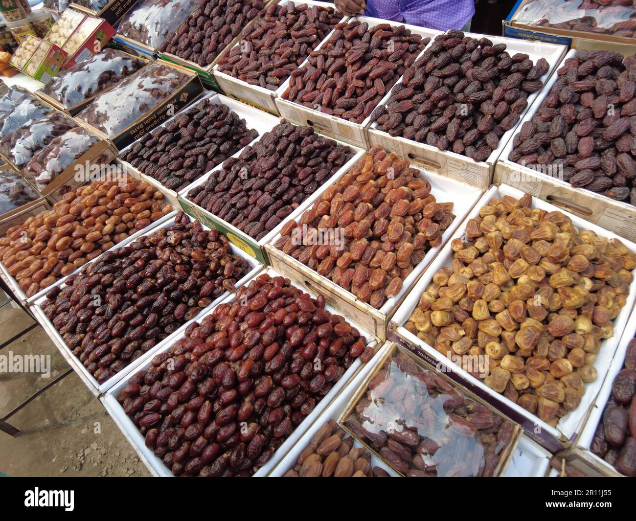 many date fruits display for sale at local market Stock Photo - Alamy