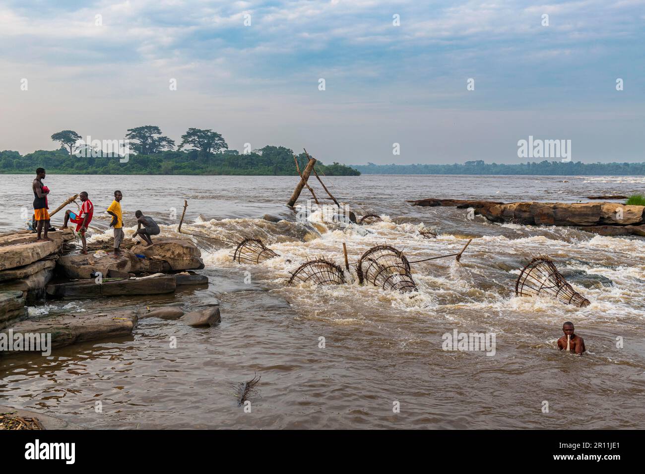 Fishing basket of the Wagenya tribe, Kisangani, Congo river, DR Congo ...