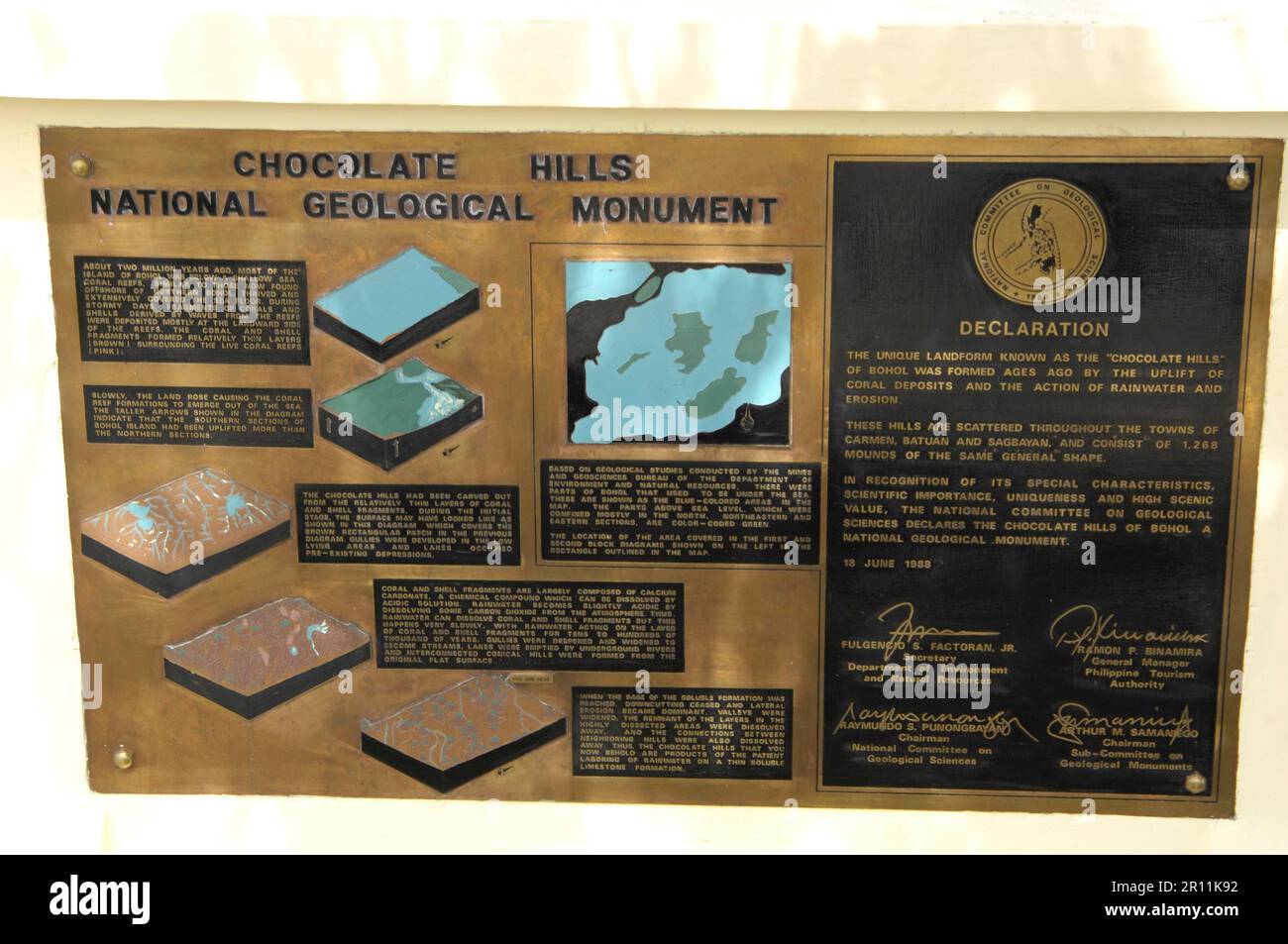 Chocolate Hills information sign, Bohol, Visayas, Philippines Stock ...