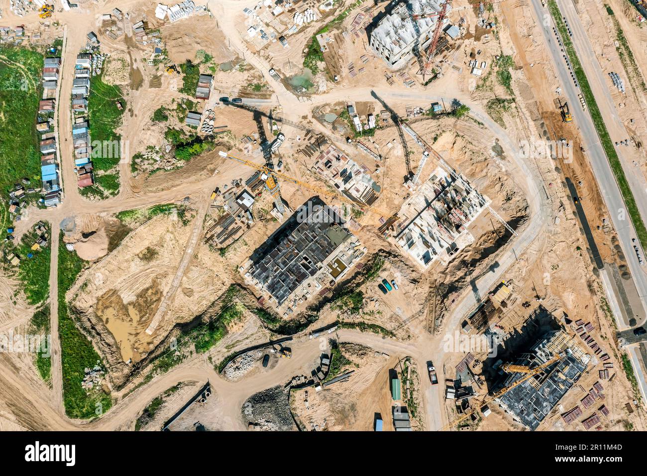 construction site with machinery, equipment and materials. early stage ...