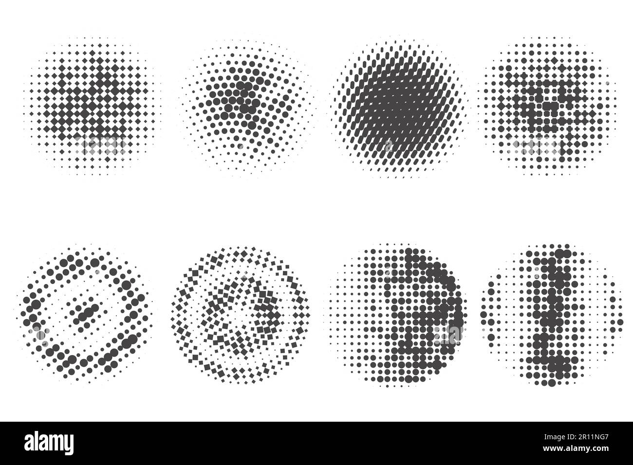Circle Dots With Halftone Pattern Round Gradient Background Elements With Gradation Points