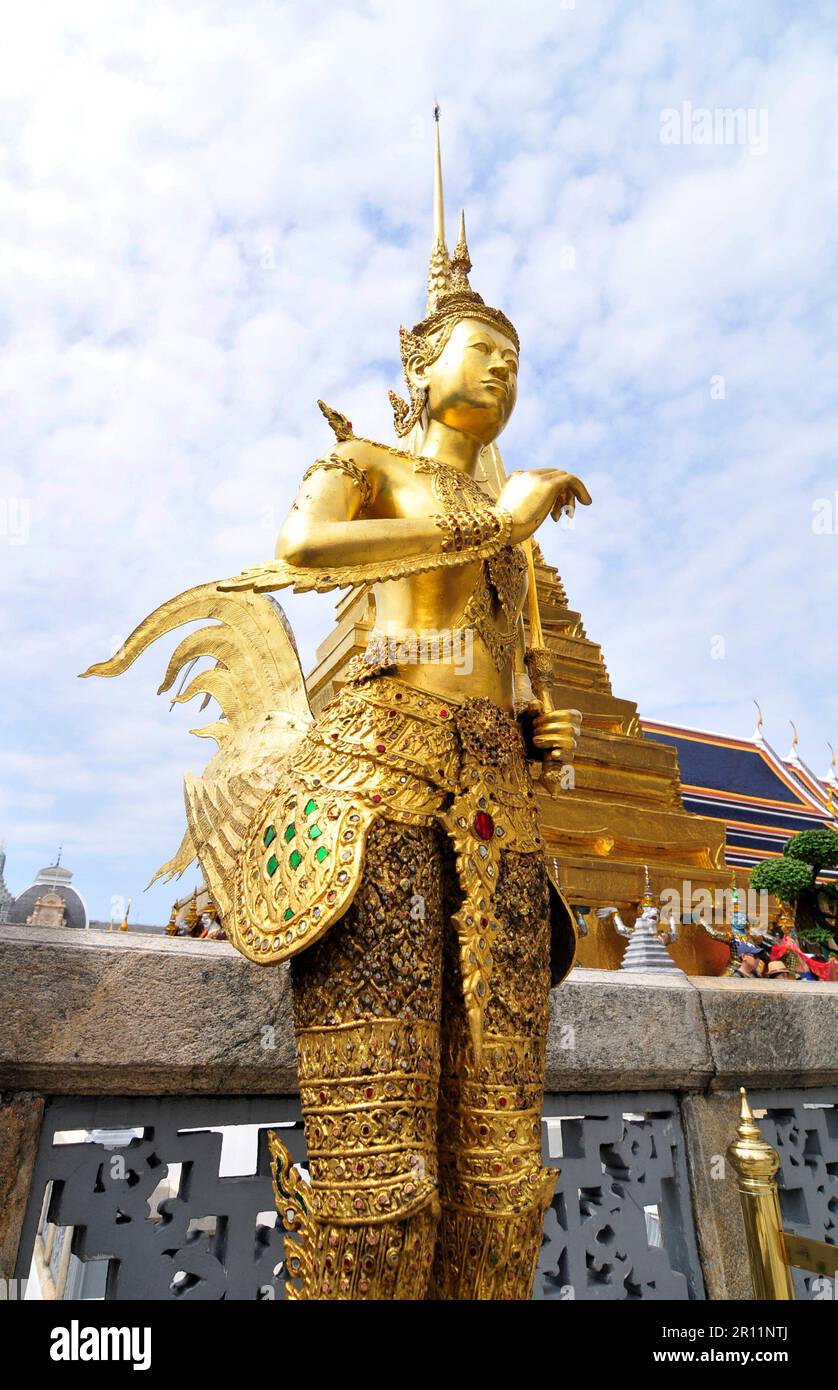 Golden Angel statue in the Royal Palace in Bangkok, Thailand Stock ...
