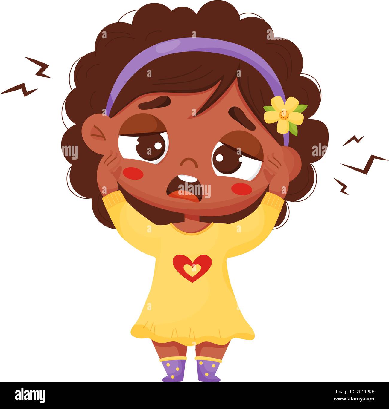 Suffering sick black girl. Ethnic girl holding hands behind her head ...