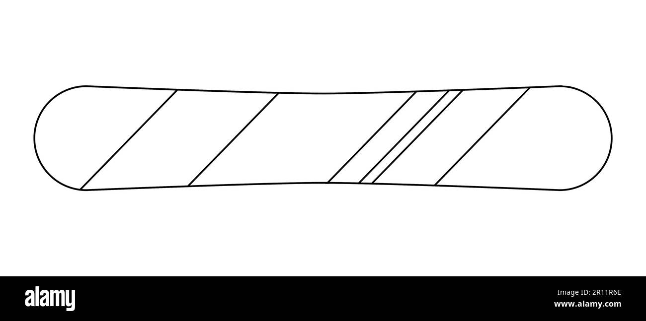 Vector outline illustration of the snowboarding equipment. Black and ...