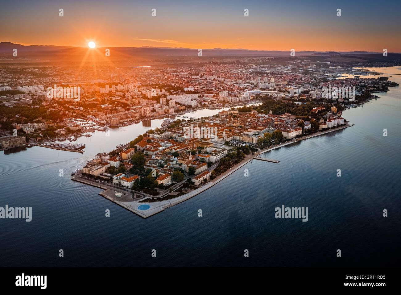 Zadar, Croatia - Aerial panoramic view of the old town of Zadar by the ...