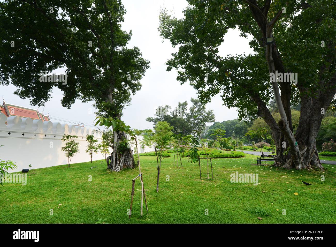 The Mahakan Fort Park with the old city wall in Bangkok, Thailand Stock ...