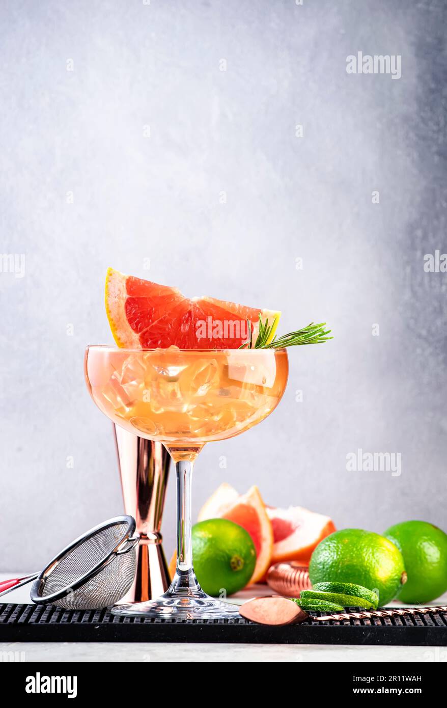 Grapefruit daiquiri alcoholic cocktail with white rum, sugar syrup ...