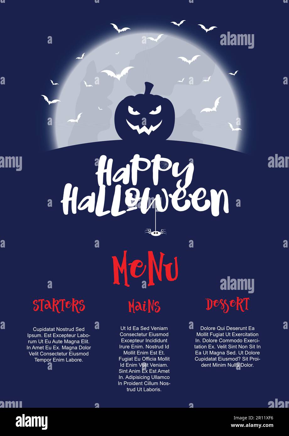 Halloween menu design with pumpkin and bats Stock Vector Image & Art ...