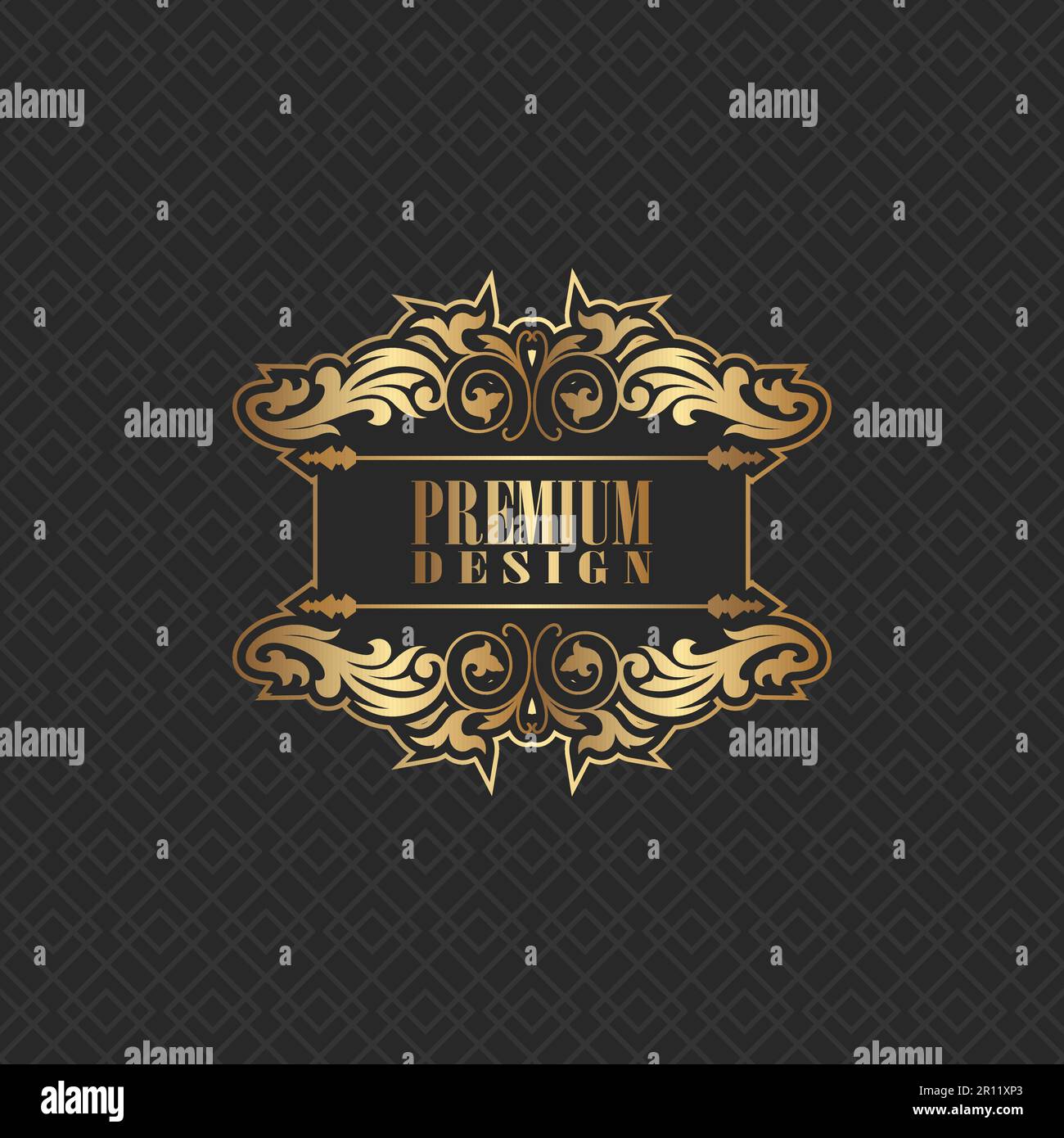 Elegant background design with premium logo in gold and black Stock ...