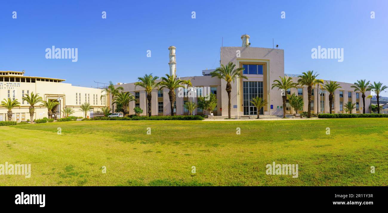 Haifa, Israel - May 04, 2023: Panoramic view of the first power station ...