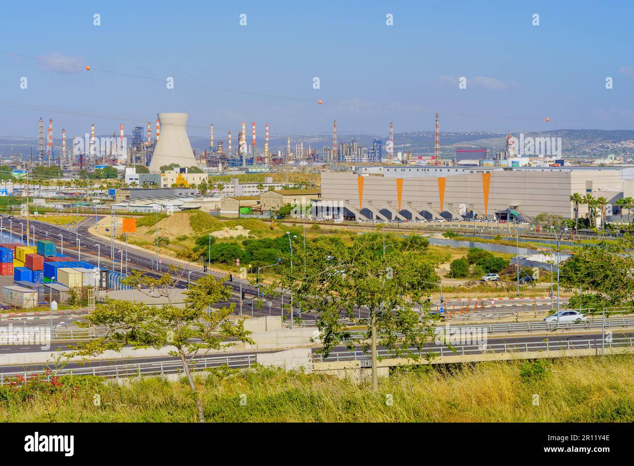Haifa, Israel - May 06, 2023: View of the refineries and the ...