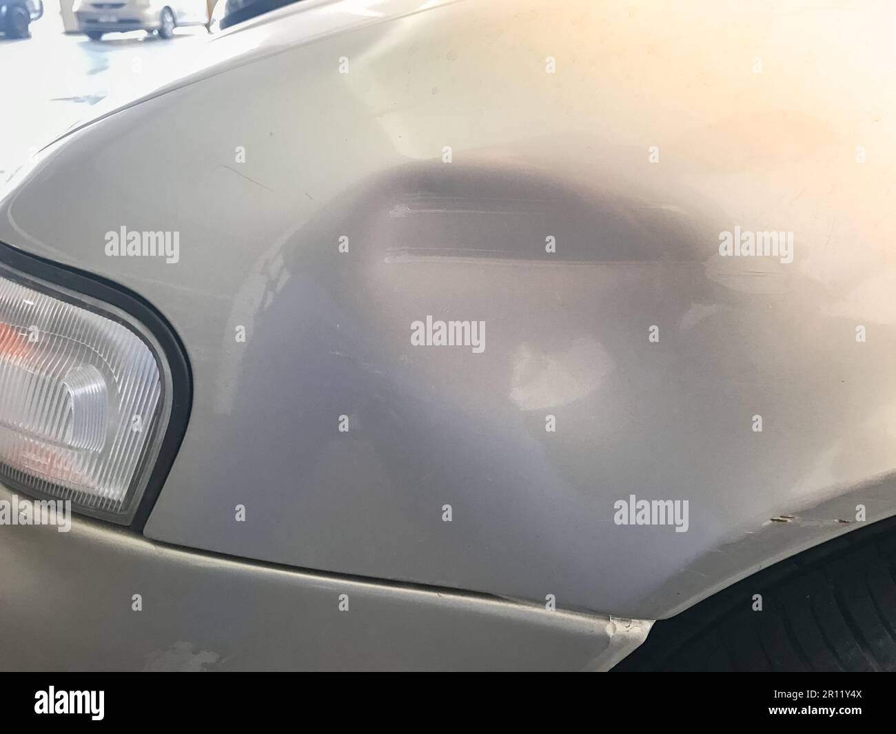 Car crash accident damaged automobile background Stock Photo - Alamy