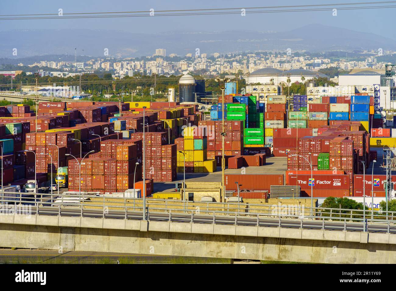 Haifa, Israel - May 06, 2023: View of shipping containers storage area ...
