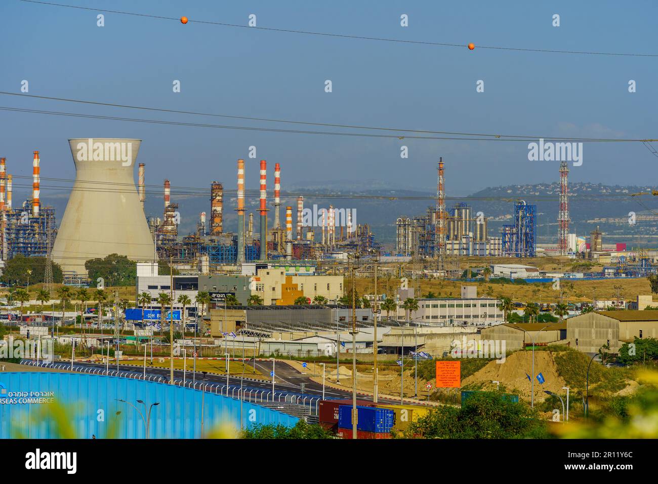 Haifa, Israel - May 06, 2023: View of the refineries and the ...