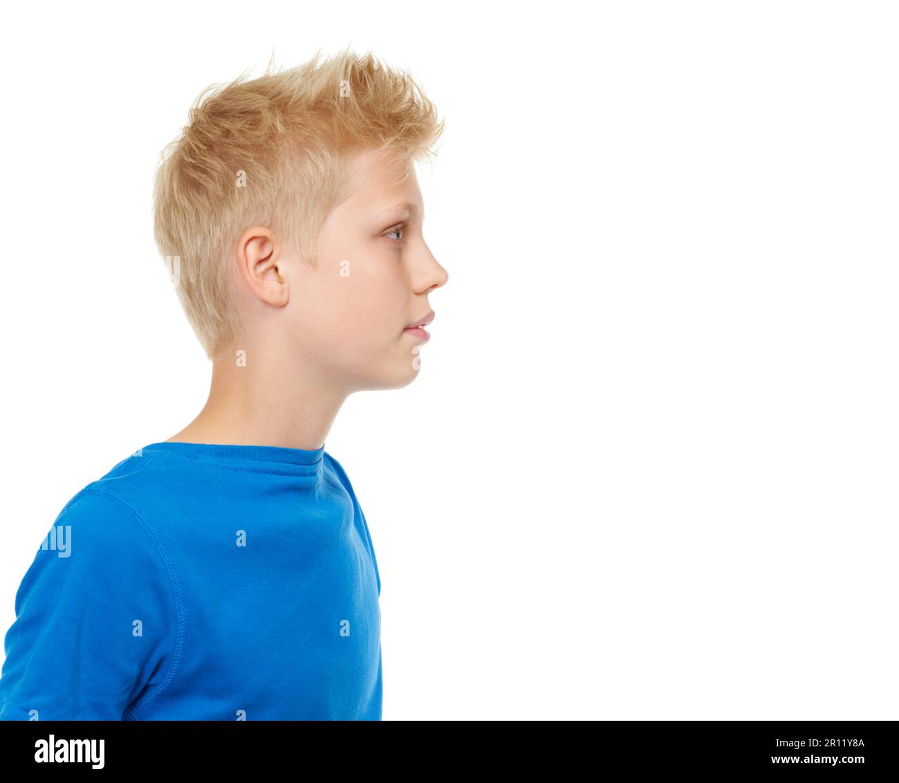 Profile, mockup and fashion with teenager in studio for space, casual ...