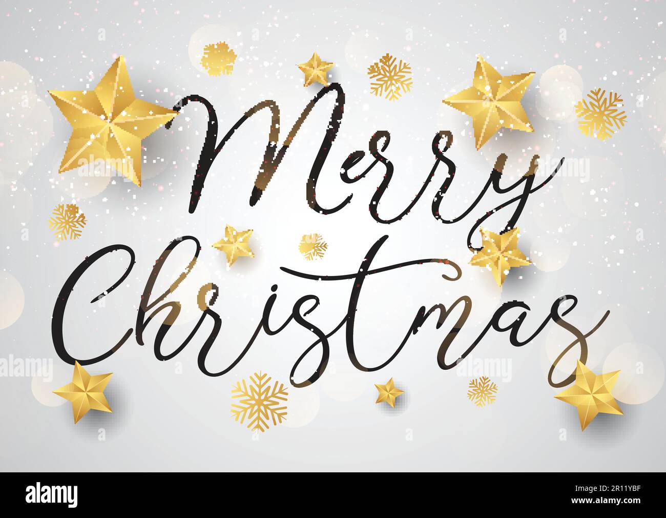 Decorative Christmas text background with gold stars design Stock ...