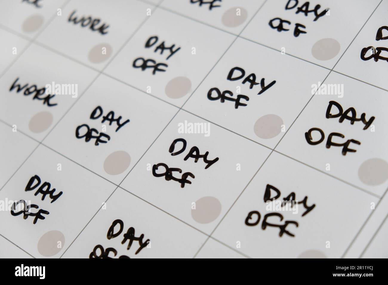 Magnetic board writing 4 day work week calendar with three weekend days ...