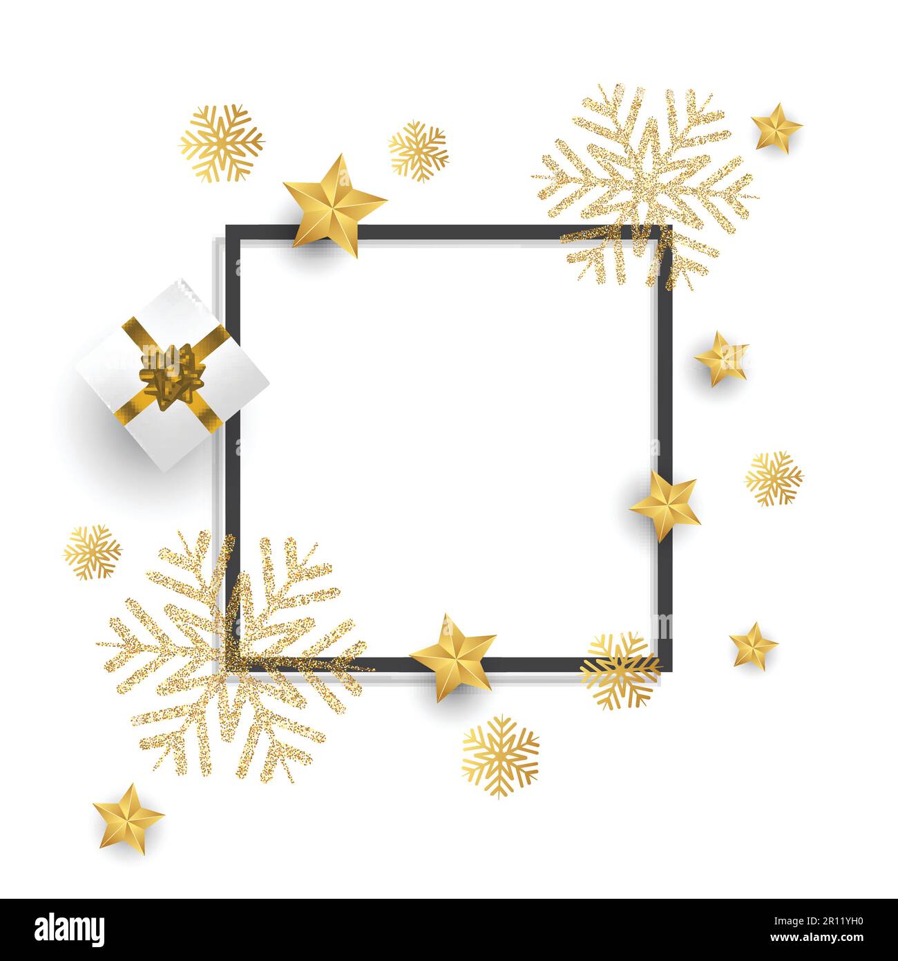 Christmas background with glitter snowflakes, gift and stars design ...