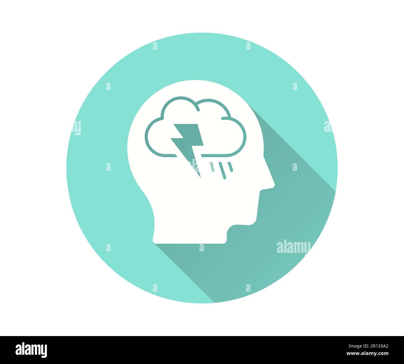 Human head with storm icon. Simple illustration with long shadow for ...