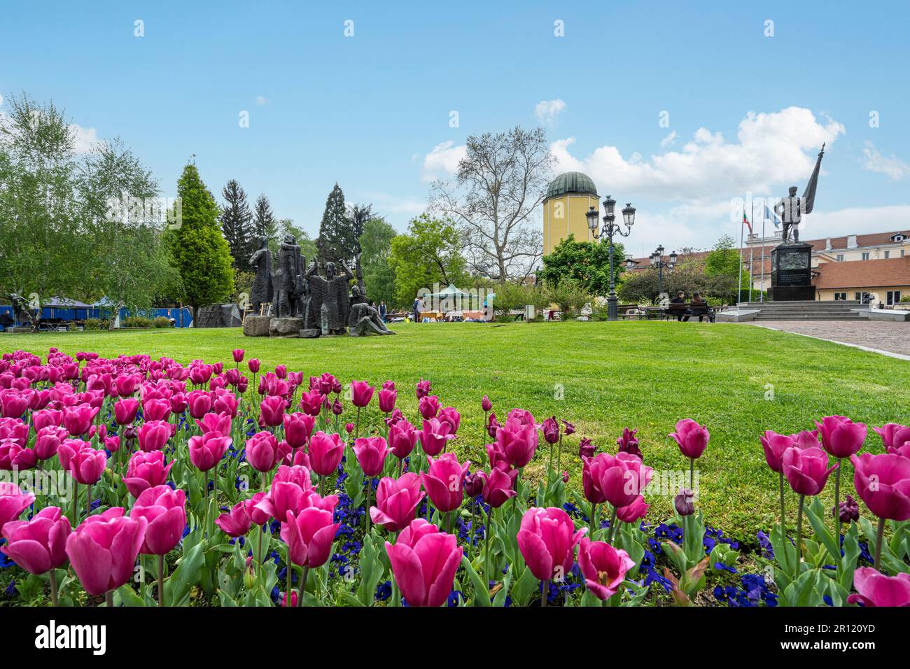 Sofia, Bulgaria. May 2023. the colorful tulips in the park of Georgi S ...