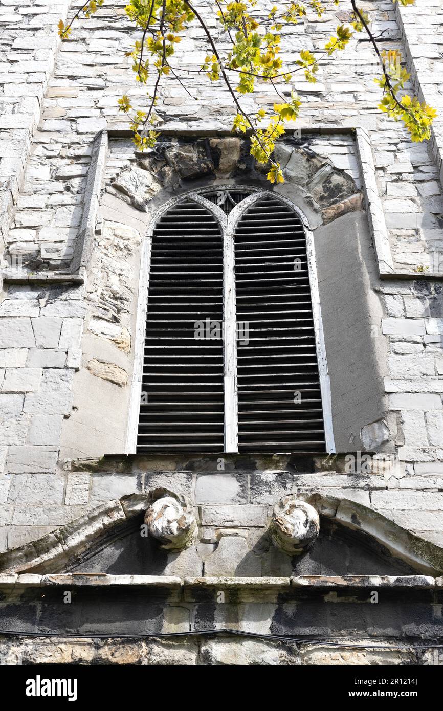 A window as seen from the exterior, at St. Michan's Church in Dublin ...