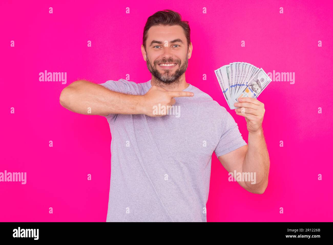Business man with money banknotes. Male entrepreneur with dollar bills ...