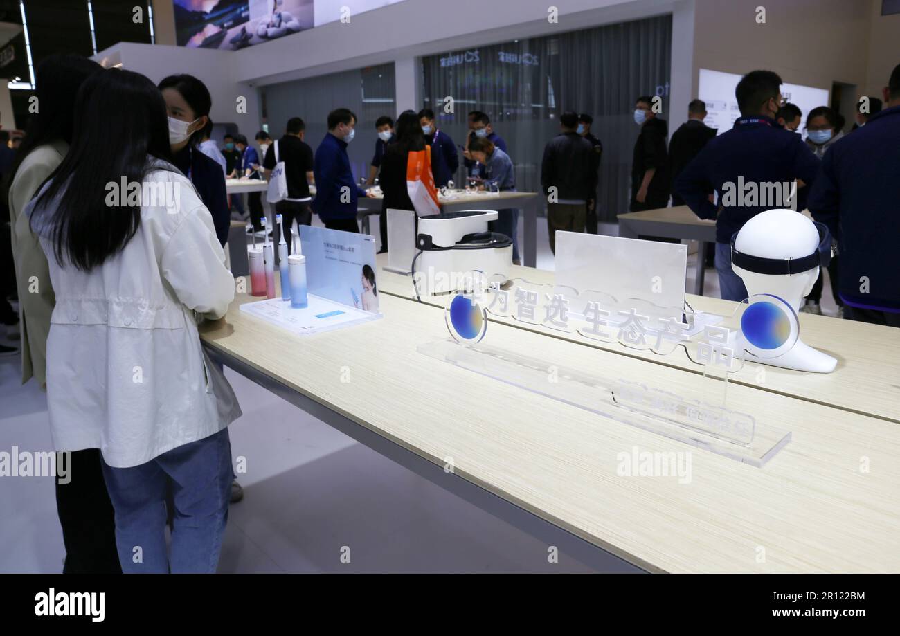 SHANGHAI, CHINA - APRIL 27, 2023 - Visitors look at a smart home system ...